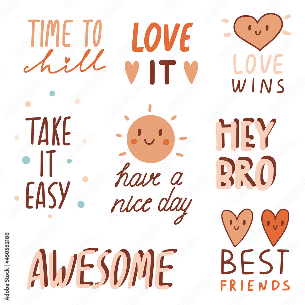Motivational quotes with doodles and lettering Stock Vector | Adobe Stock