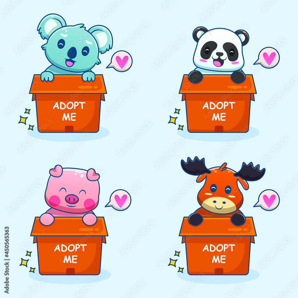 cute adopt me pet cartoon set illustration Stock Vector | Adobe Stock