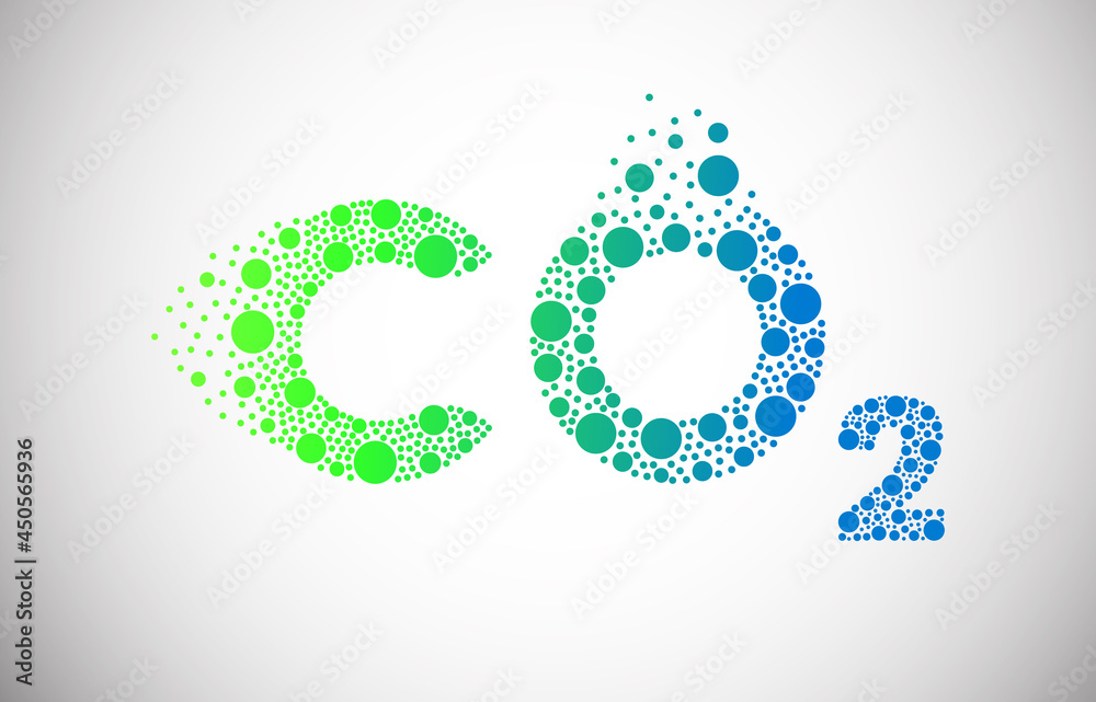 Carbon Dioxide CO2 emissions icon with blue and green gradient concept ...