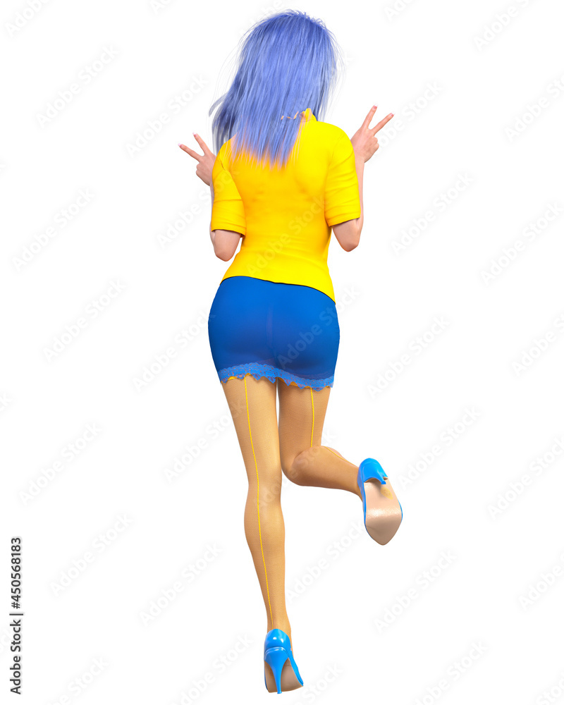 Sexy Japanese Secretary In Mini Skirt And Stocking Stock Illustration