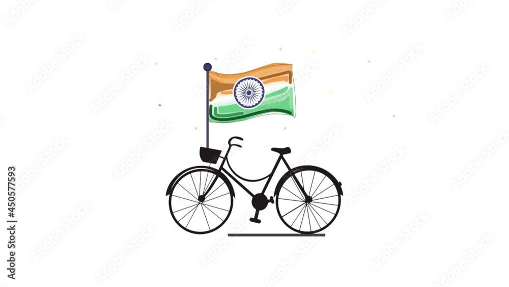 Vidéo Stock Happy Independence Day India. Bicycle with Indian National ...
