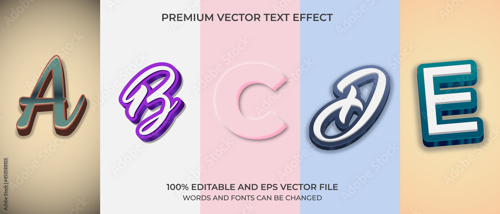 Bundle of editable text effect design vector. Set of editable text ...