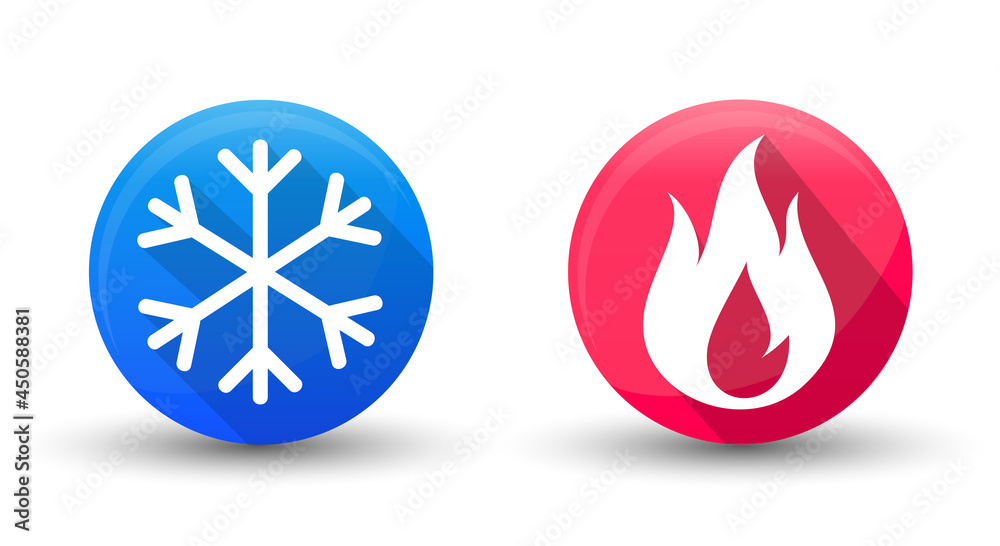 Vector illustration modern 3D hot and cold icon set with flame and ...