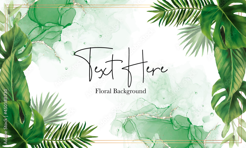 Hand drawn green leaves background design Stock Vector | Adobe Stock