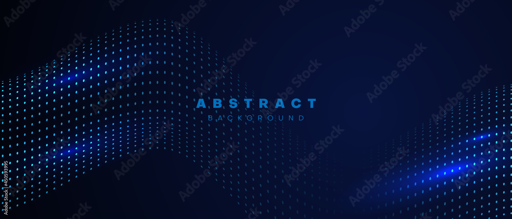 abstract dark blue banner background with wavy particles Stock Vector ...