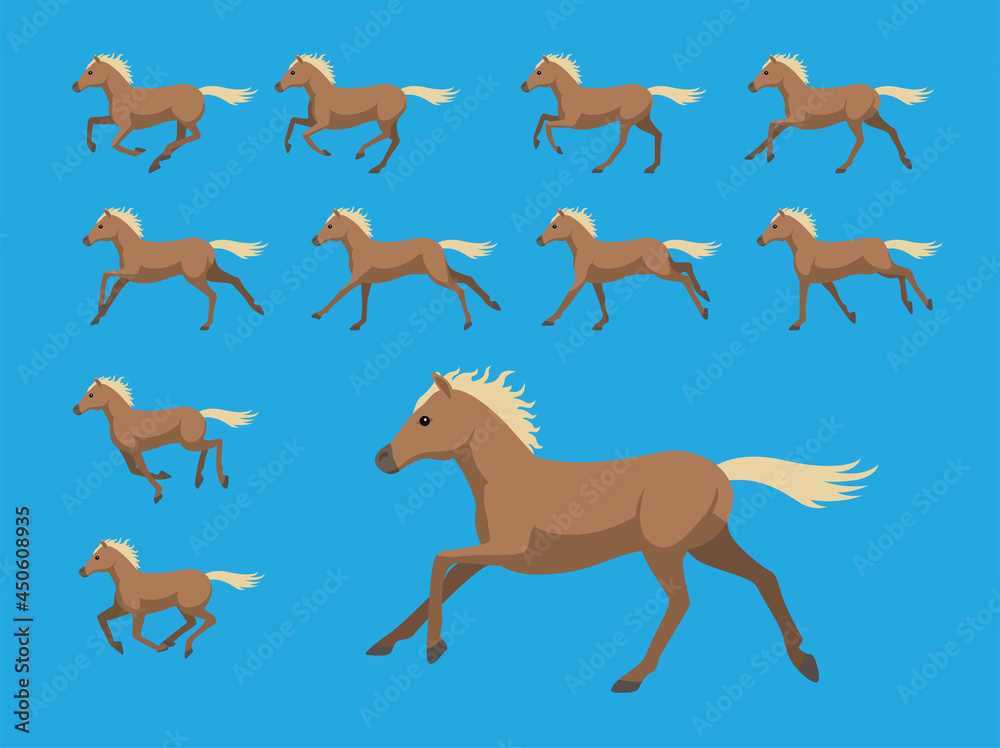 Animation Sequence Missouri Fox Trotter Running Cartoon Vector ...