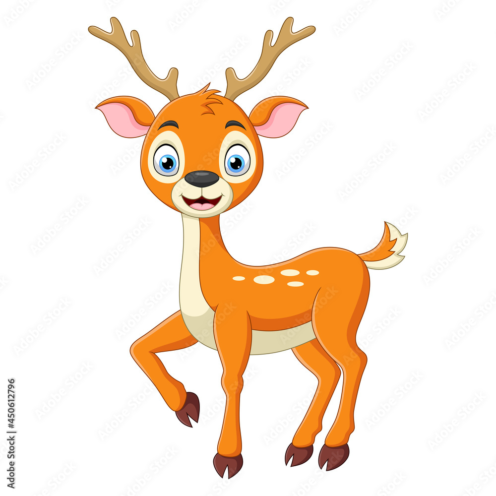 Cute baby deer cartoon isolated on white background Stock Vector ...
