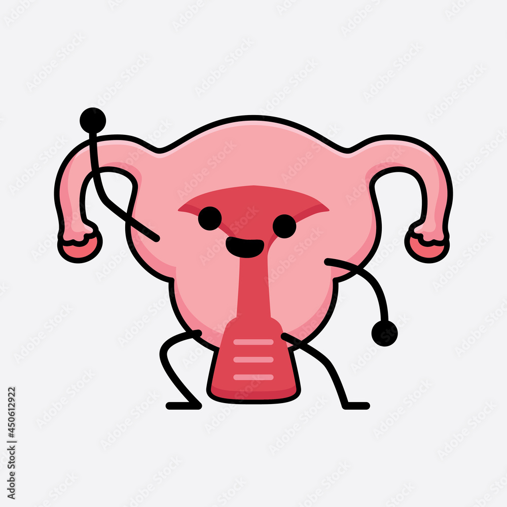 Vector Illustration of Uterus Character with cute face and simple body ...