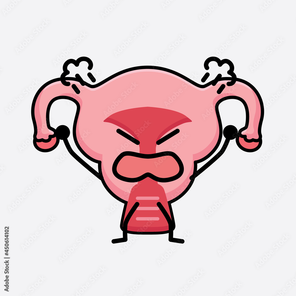 Vector Illustration of Uterus Character with cute face and simple body ...