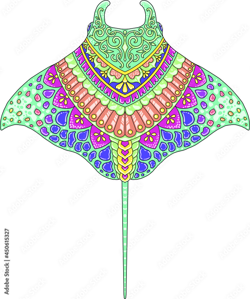 manta colorful mandala design เวกเตอร์สต็อก | Adobe Stock