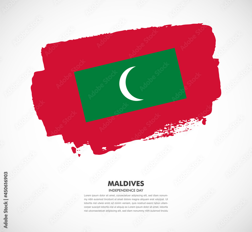 Hand drawn brush flag of Maldives on white background. Independence day ...
