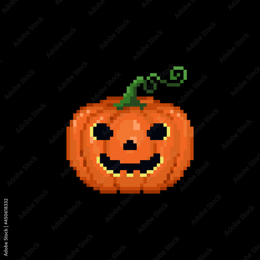 Pixel art Halloween Cute Pumpkin. Pixel jack halloween pumpkin lantern ...