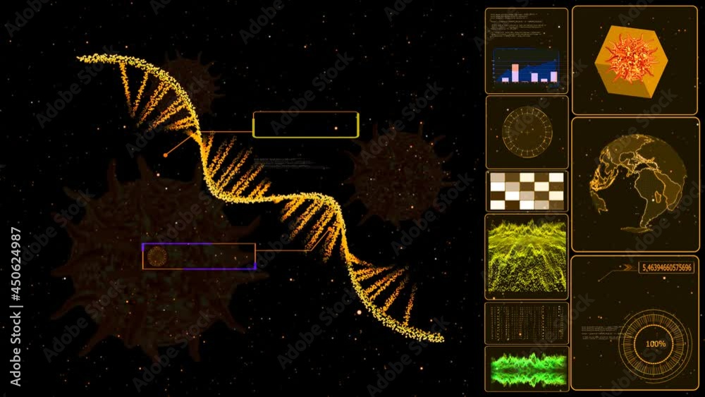 mRNA model on computer yellow monitor research and analysis for mRNA to ...