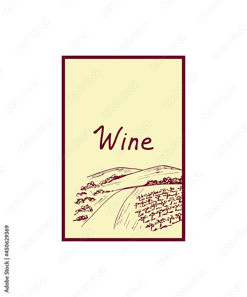Simple vector drawing in vintage style. Traditional wine label in ...