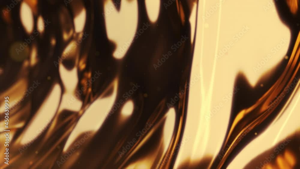 Motion graphics background with animated ripples on surface of golden ...