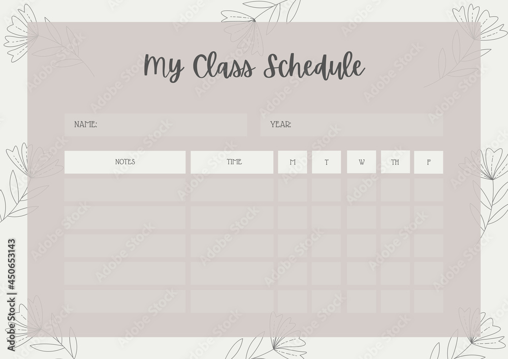 My Class Schedule. Monthly Planner. Organiser and Schedule with place ...