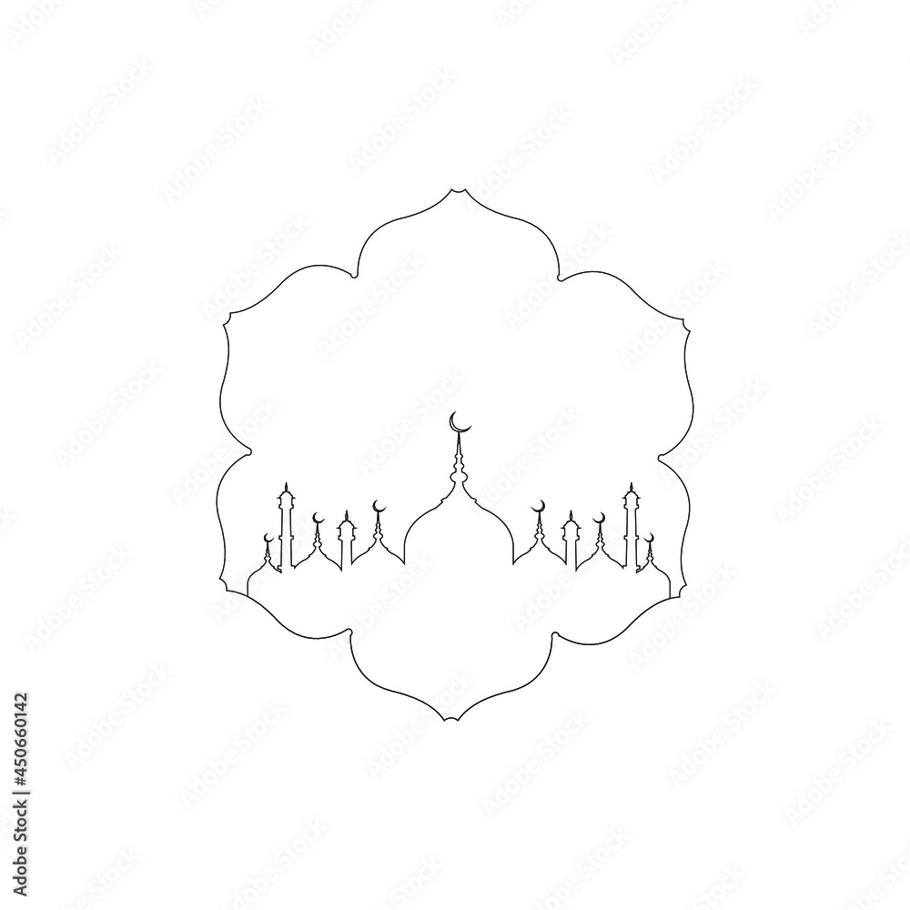 Mosque continuous line art drawing vector minimalist design. islamic ...