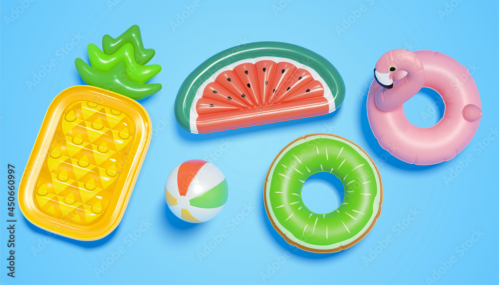 3d swim pool float toys Stock Vector | Adobe Stock