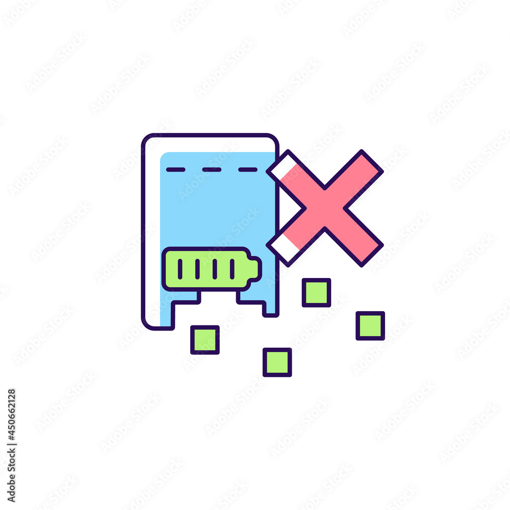 Dont shred powerbank RGB color manual label icon. Disposing charger ...