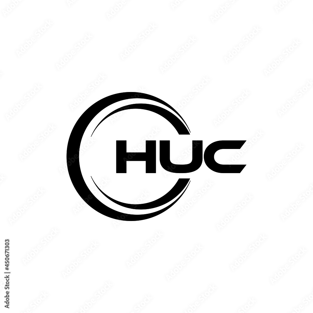 HUC letter logo design with white background in illustrator, vector ...