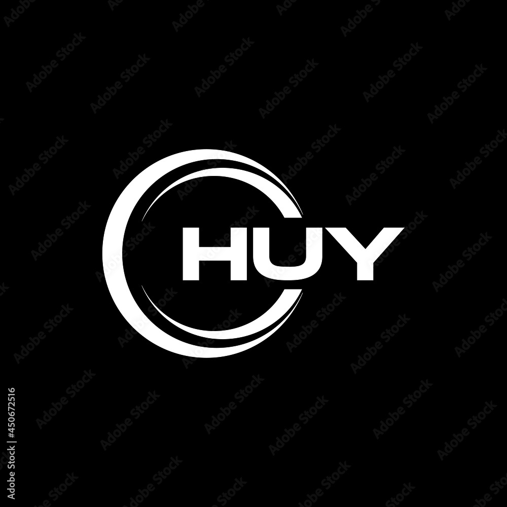 Vecteur Stock HUY letter logo design with black background in ...
