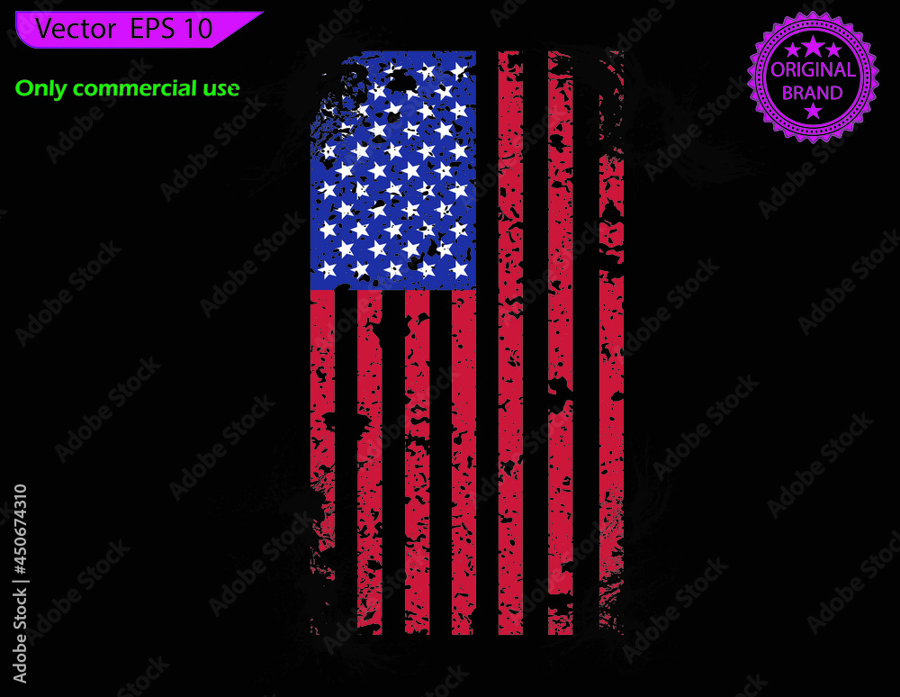 Red USA Flag. Distressed American flag with splash elements, patriot ...