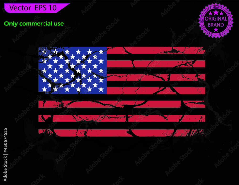 Red USA Flag. Distressed American flag with splash elements, patriot ...