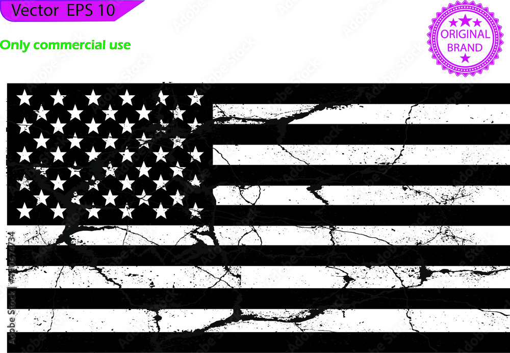 Vecteur Stock USA Flag. Distressed American flag with splash elements ...
