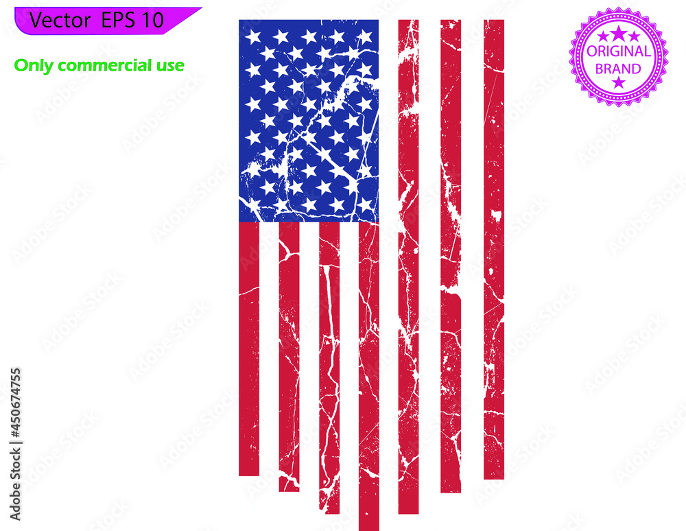 Red USA Flag. Distressed American flag with splash elements, patriot ...