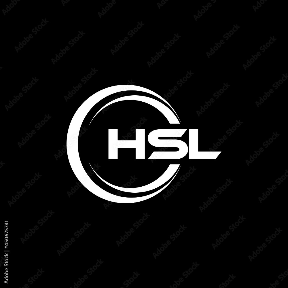 HSL letter logo design with black background in illustrator, vector ...
