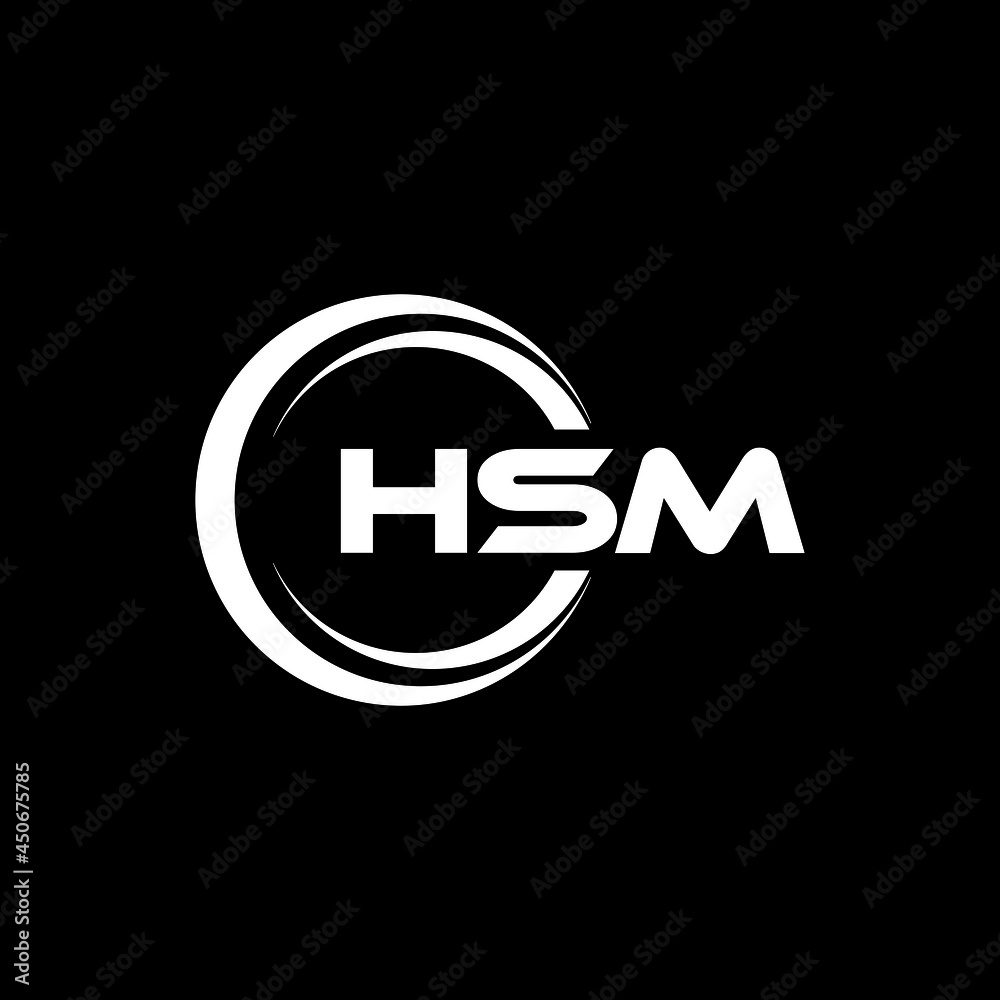 Vecteur Stock HSM letter logo design with black background in ...