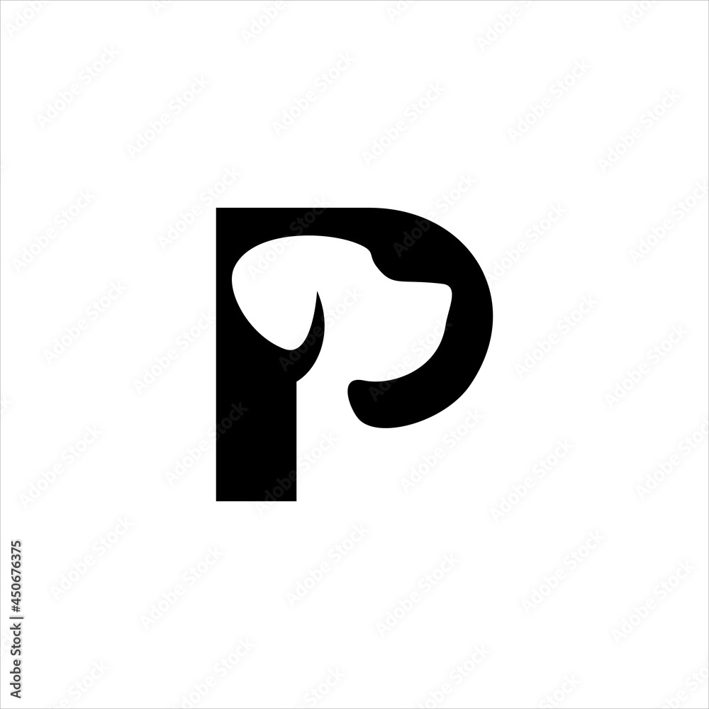 Letter P logo design in combination with dogs (Pet Dog) Stock Vector ...