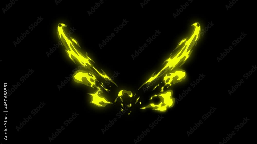 Cartoon fire wings elements pack with black png background. Stock Video ...