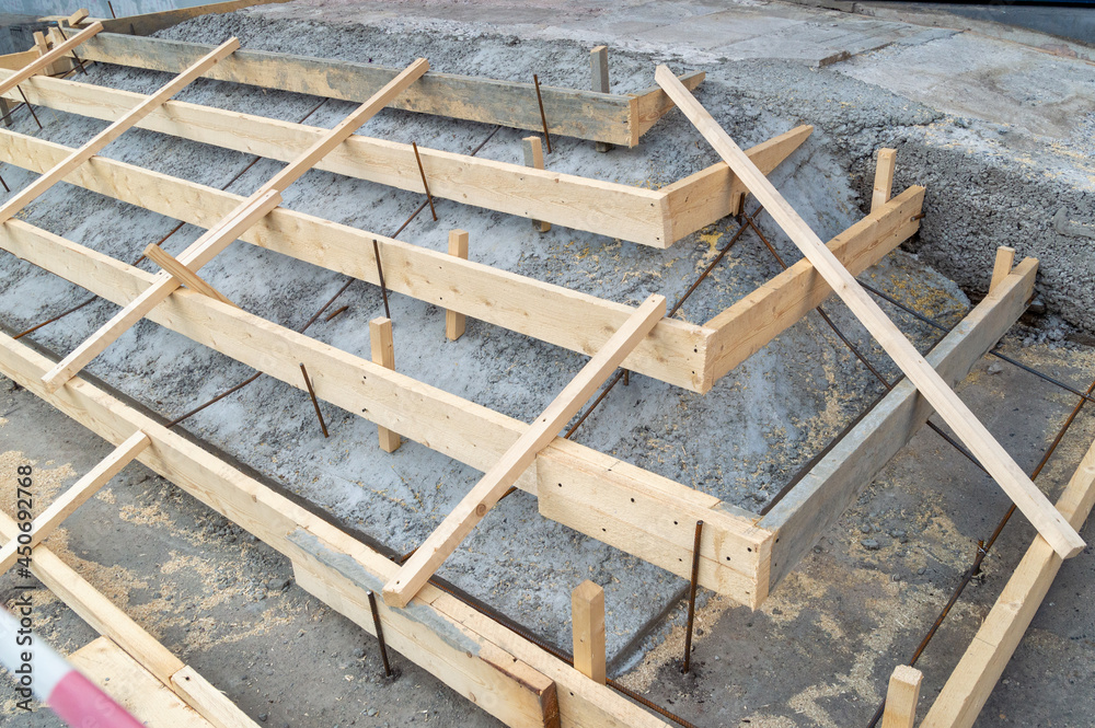 Formwork made of boards for pouring concrete street stairs Stock Photo ...