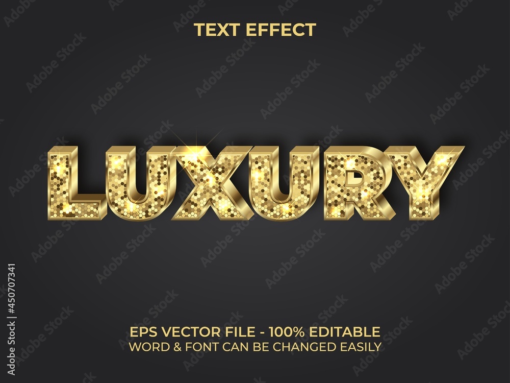 Gold luxury text effect style with glitter. Editable text font effect ...