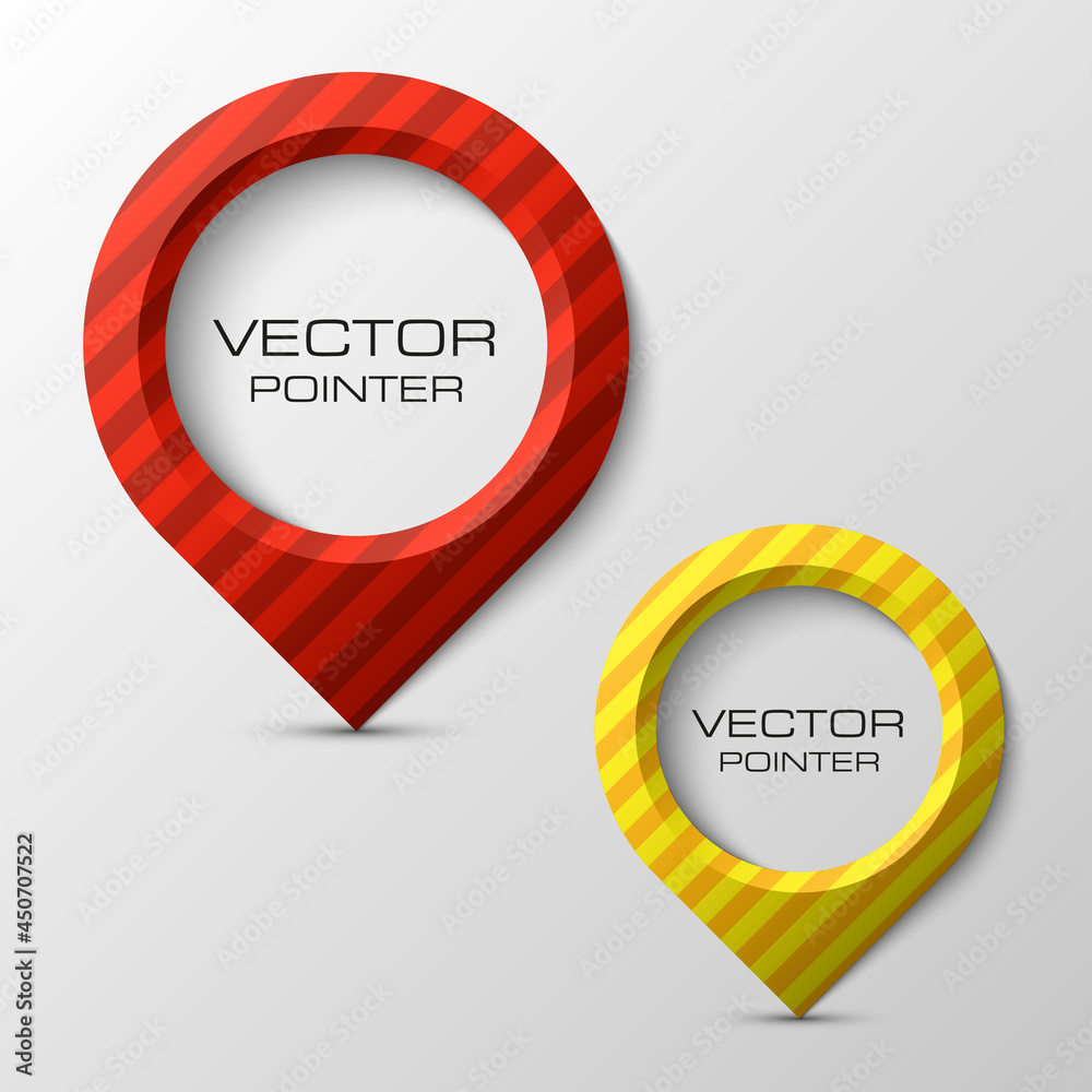 Index location on the map. Pointer position. Marker standing. Indicator ...