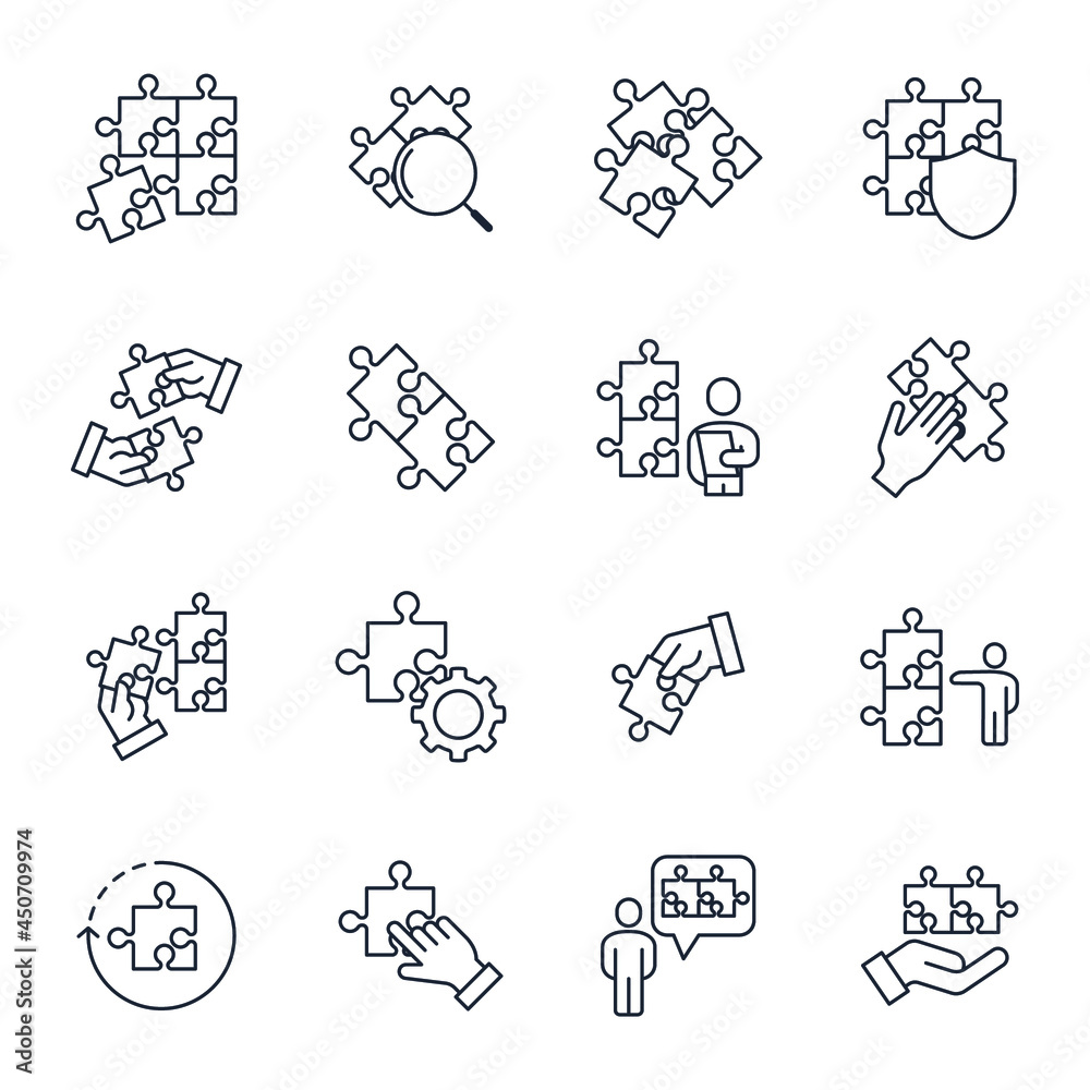 set of Puzzle elements symbol template for graphic and web design ...