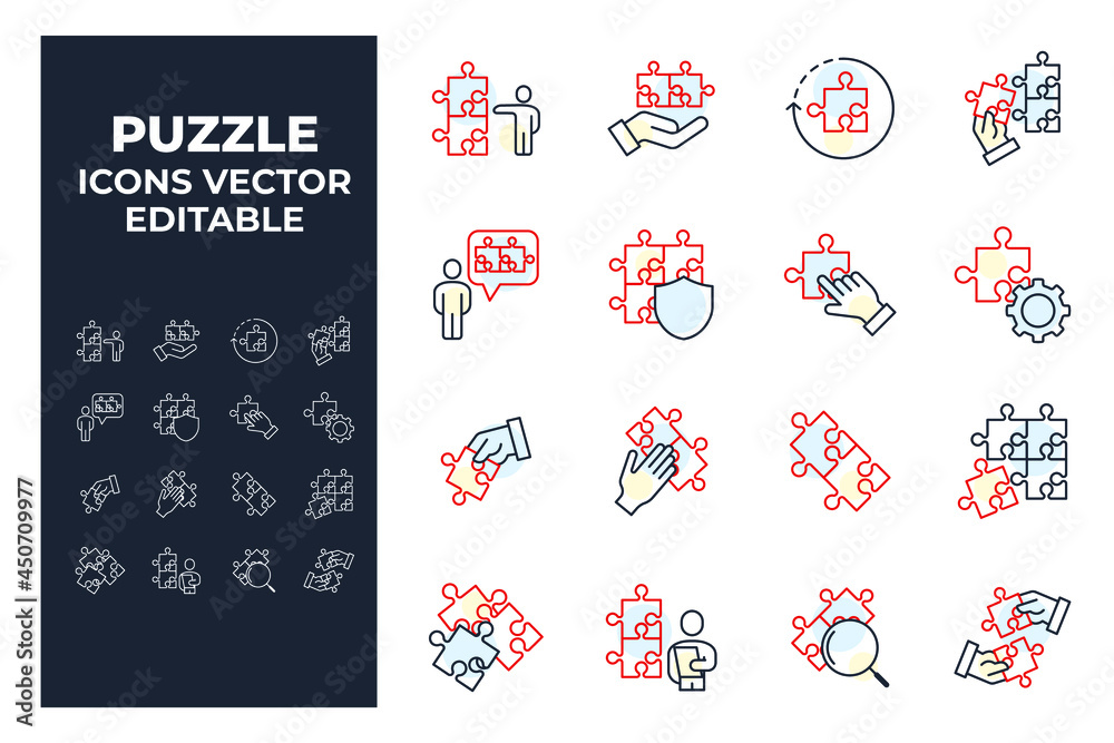 set of Puzzle elements symbol template for graphic and web design ...