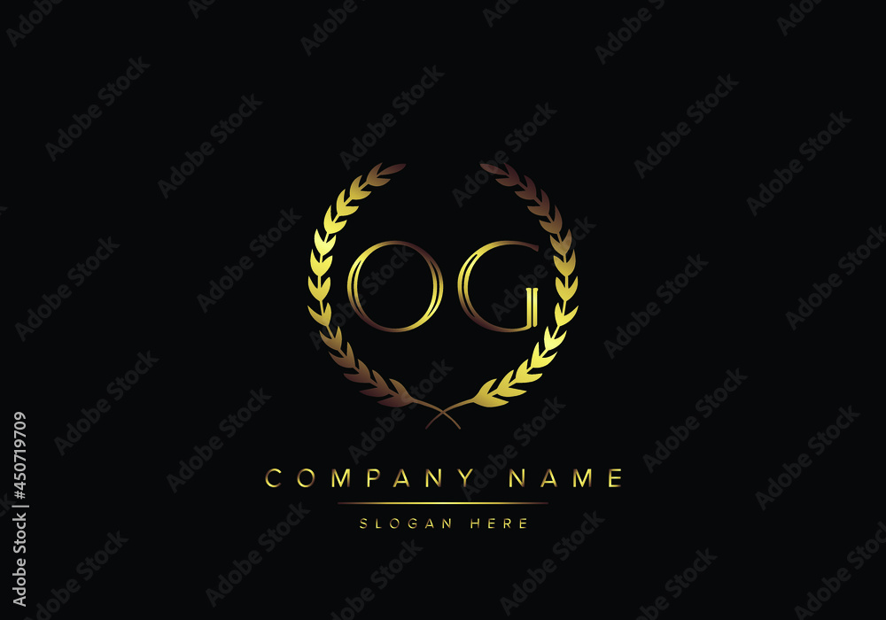 Alphabet letters OG monogram logo, gold color, luxury style Stock ...