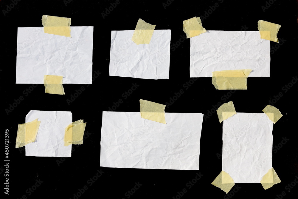 White ripped crumpled paper strips collection. Realistic paper scraps ...