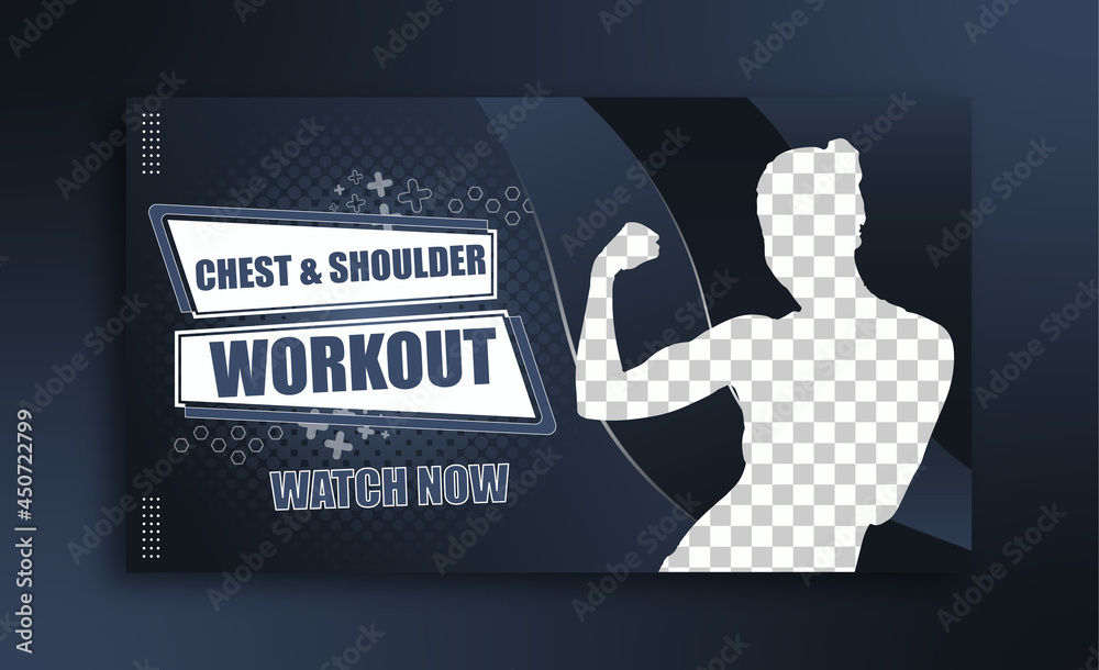 workout and fitness thumbnail and youtube thumbnail template Stock ...