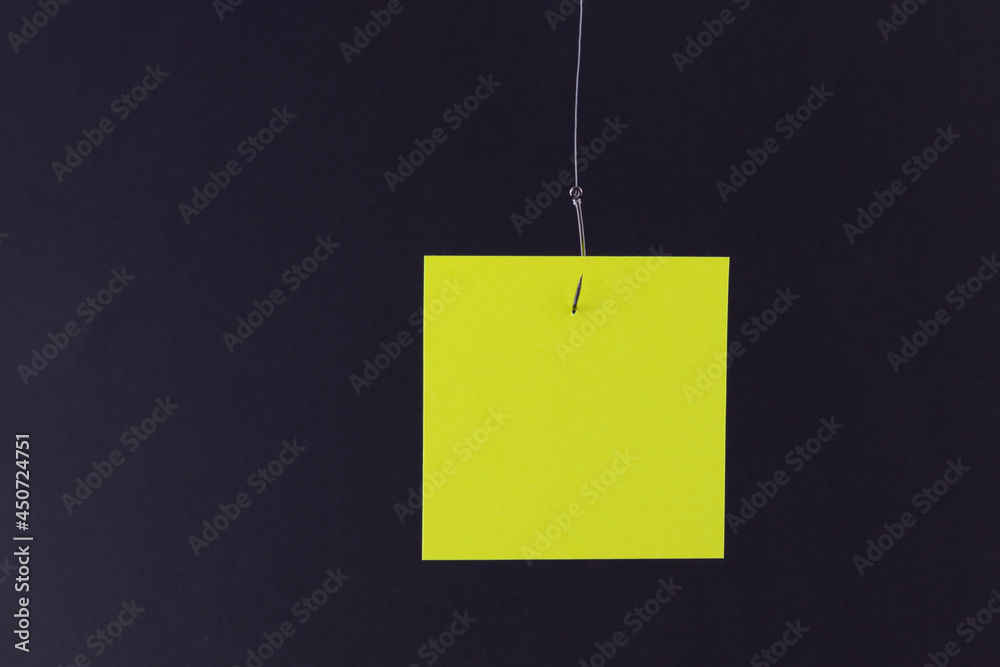 Mockup of a Blank Yellow Memo Paper with Copy Space Hanging on a ...