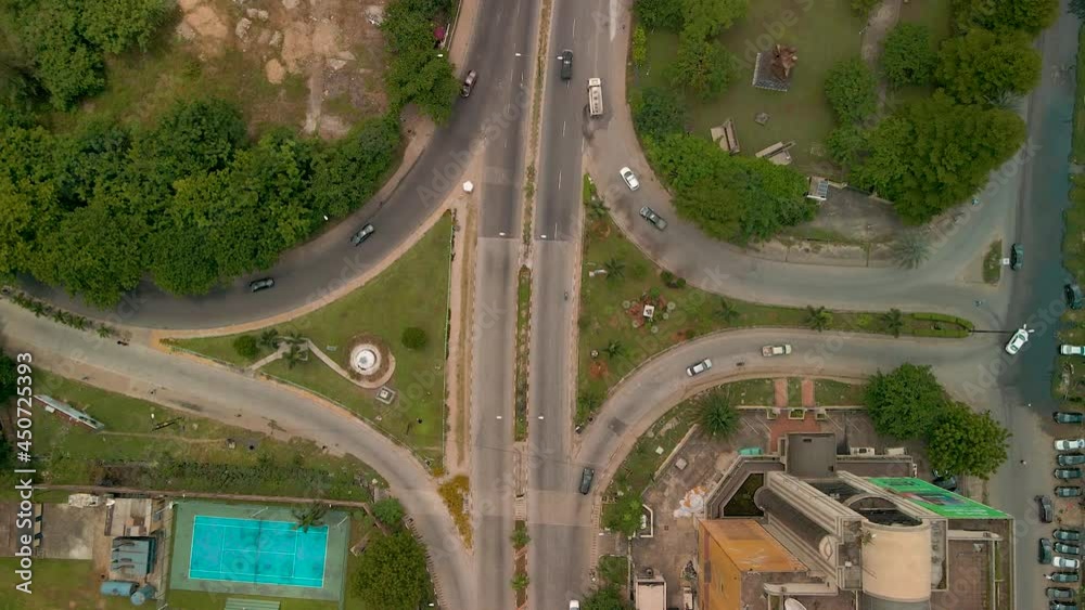 Traffic and cityscape of Victoria Island, Lagos, Nigeria featuring ...