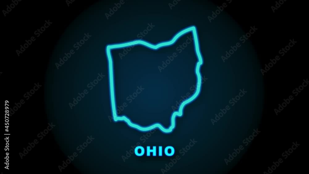 Line animated map showing the state of Ohio from the united state of ...