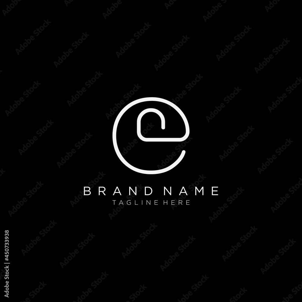 Initials letters E logo white on black background design modern line ...
