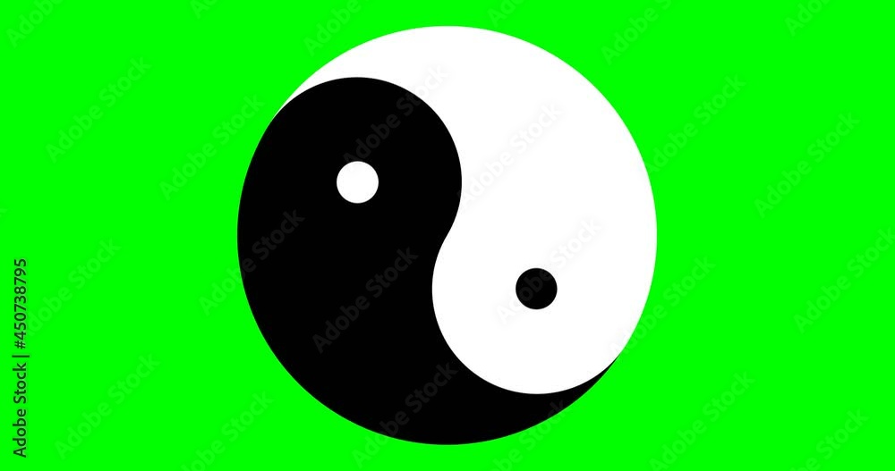 Animation of Rotating Yin Yang Symbol Seamless Loop on Green Screen 4k ...