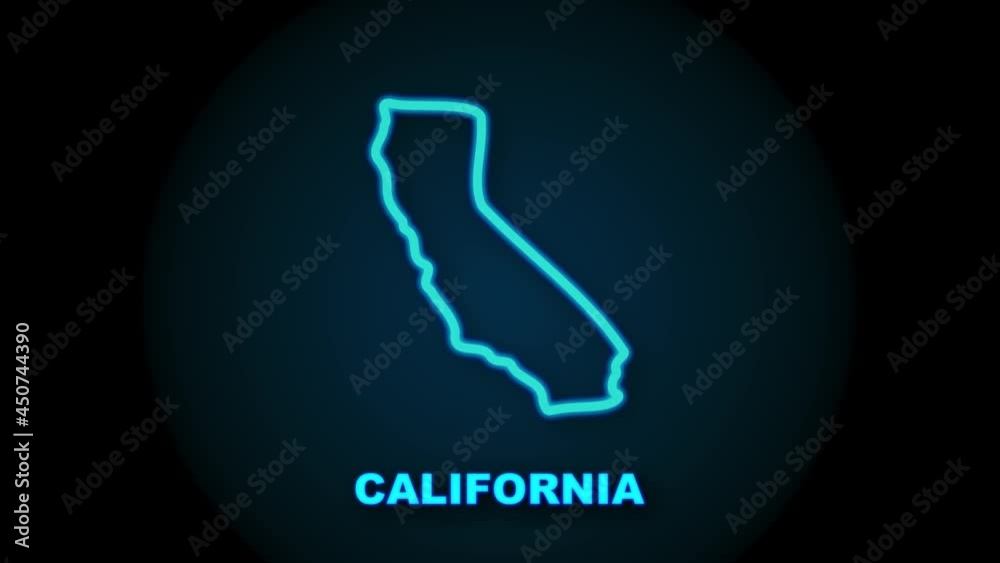 Line animated map showing the state of California from the united state ...