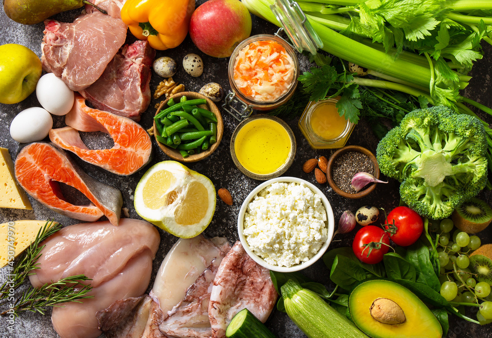 Ingredients for healthy food. Various balanced useful components ...