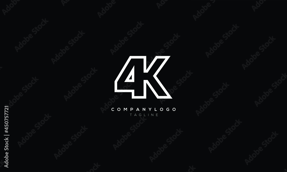4K K4 4 AND K Abstract initial monogram letter alphabet logo design ...