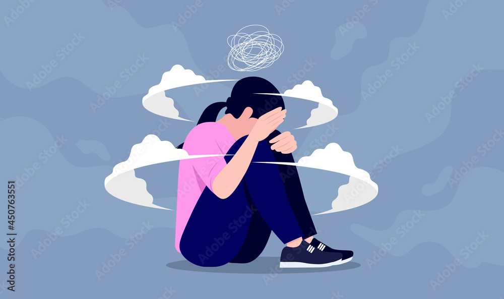 Female depression - Teen girl having anxiety attack and being depressed ...